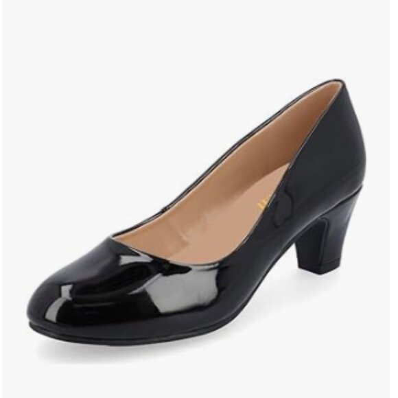 Miss Left | Shoes | Miss Left Black Low Heel Round Toe Pumps Chunky ...